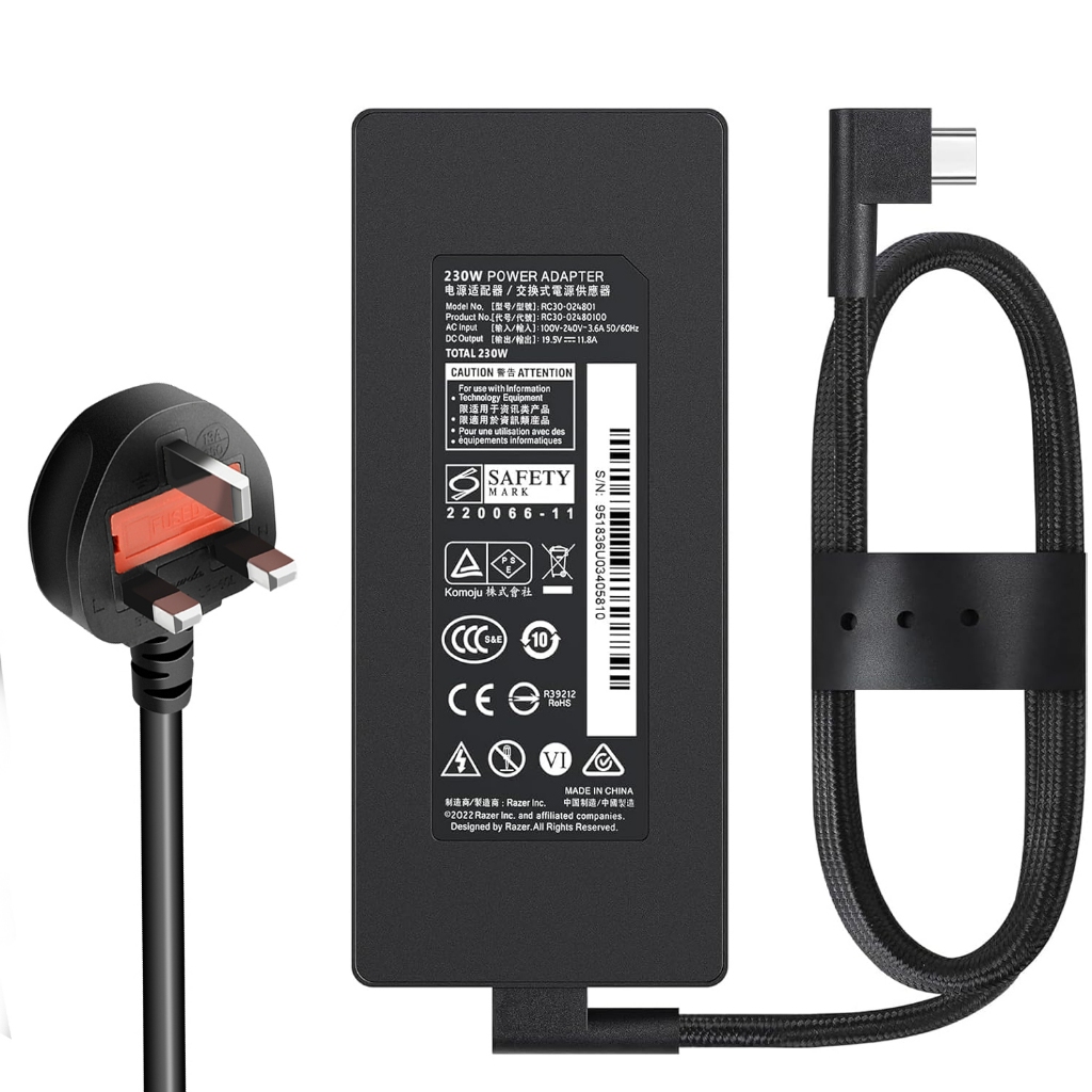 Razer Blade RC30-024801 230W 19.5V 11.8A Gaming Laptop Power Adapter ...