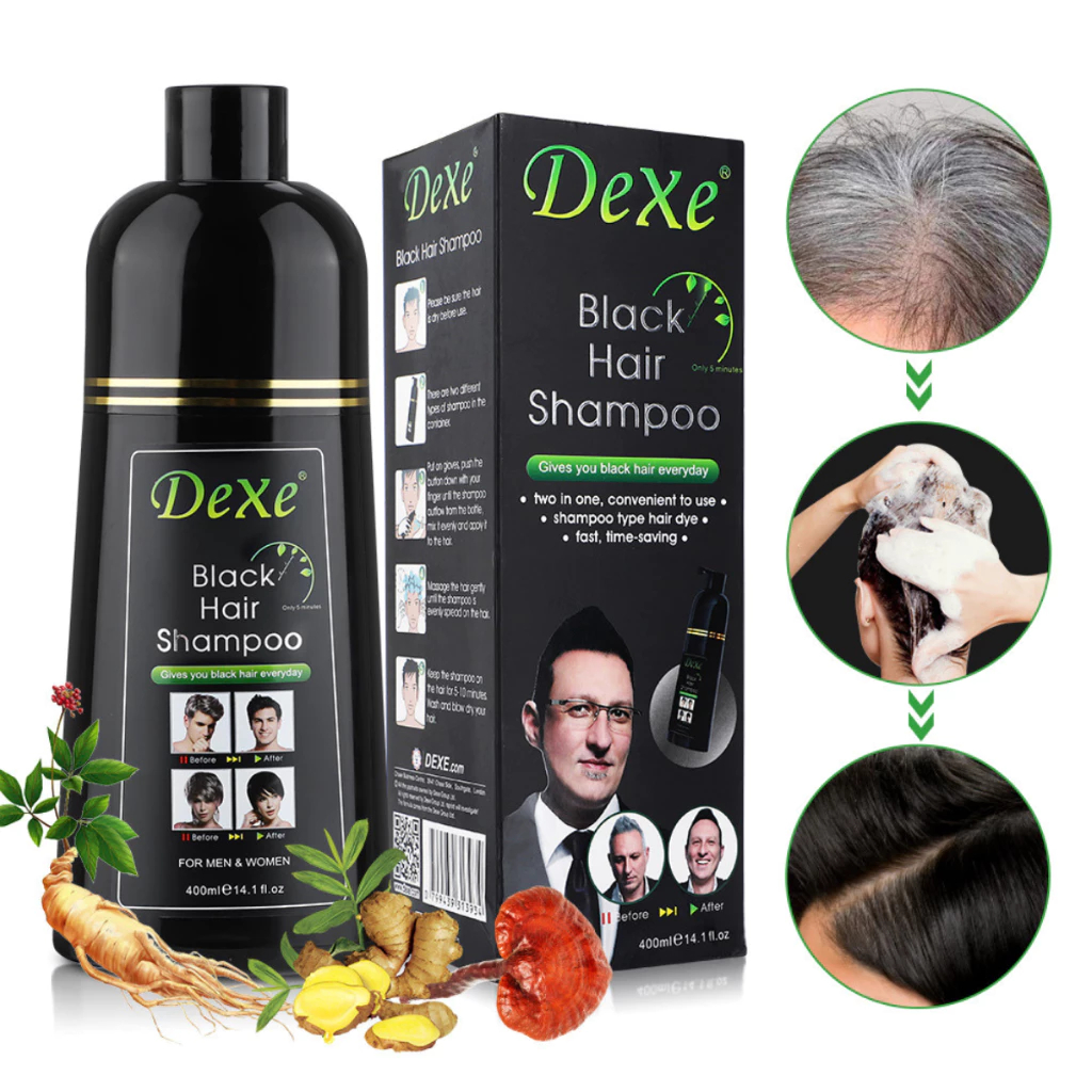 💯% Original, DEXE Black Hair Shampoo Instant Hair Dye Pewarna Rambut ...