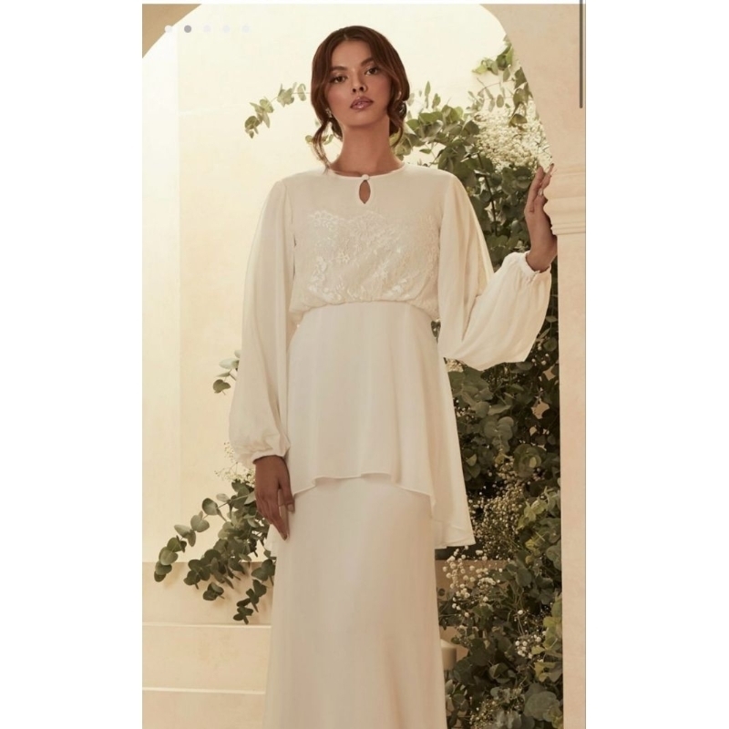 WANZAR FANELLA DRESS IN OFF WHITE BAJU NIKAH /TUNANG/RAYA | Shopee Malaysia