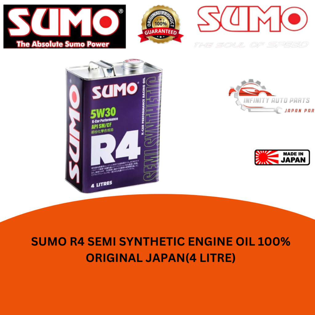 SUMO R4 SEMI SYNTHETIC ENGINE OIL 100% ORIGINAL JAPAN(4 LITRE) | Shopee ...