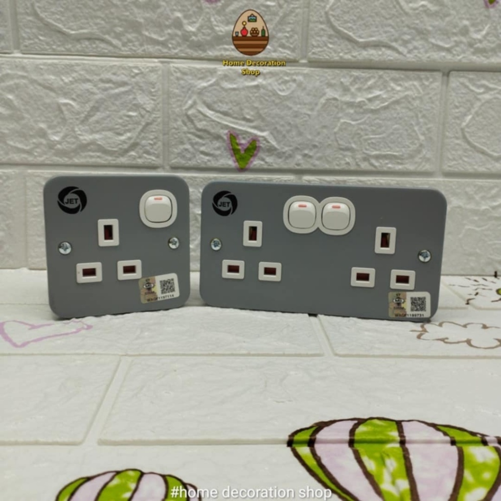 13A Switch Socket Metal Clad JET Single/Double plug socket heavy duty ...