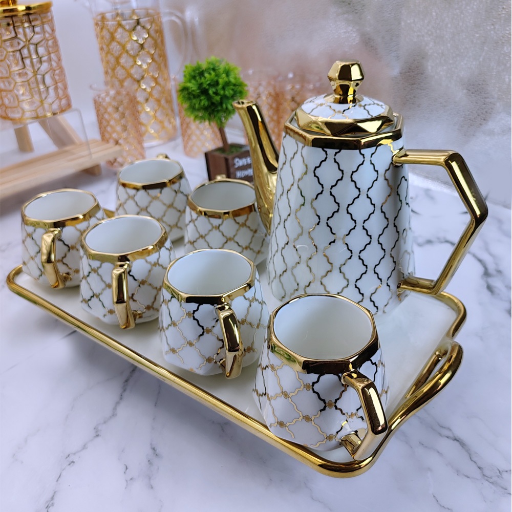 Luxury Porcelain Teapot Set With Tray Tea Cup Set Mugs Tea Pot Coffee ...