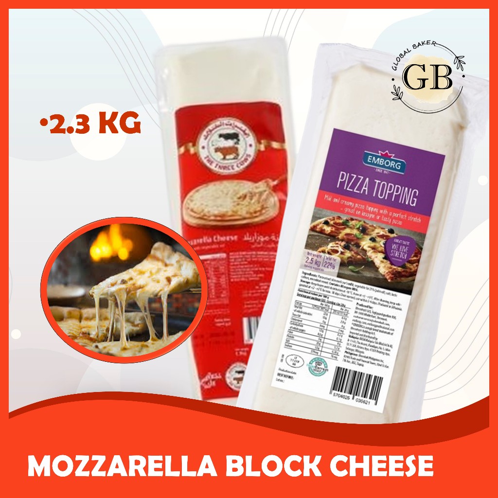Keju Mozzarella 2.3KG Blok (HALAL) | Untuk Pizza & Cheese Lovers | EMBORG / THREE COW | Shopee ...