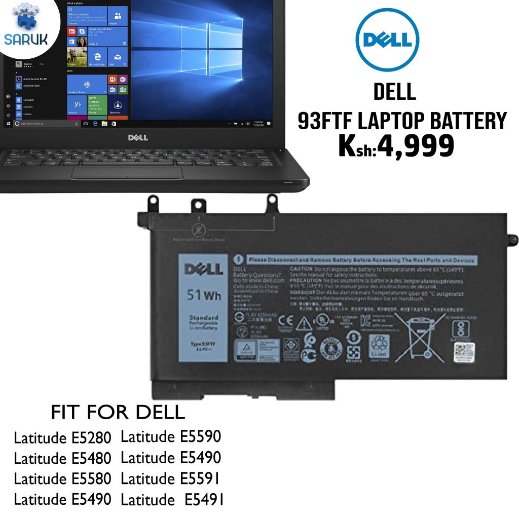 ORIGINAL LAPTOP BATTERY DELL LATITUDE E5280, E5480, E5580, E5490, E5590 ...