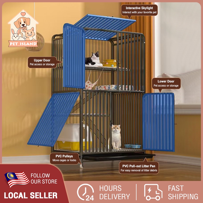 Cat Cage Large Sangkar Kucing 4 Level Pets Cages Cat House Indoor Dog ...