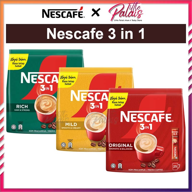 Nescafe 3in1 Original Mild Rich Classic 25 Sachet Instant Coffee Kopi ...