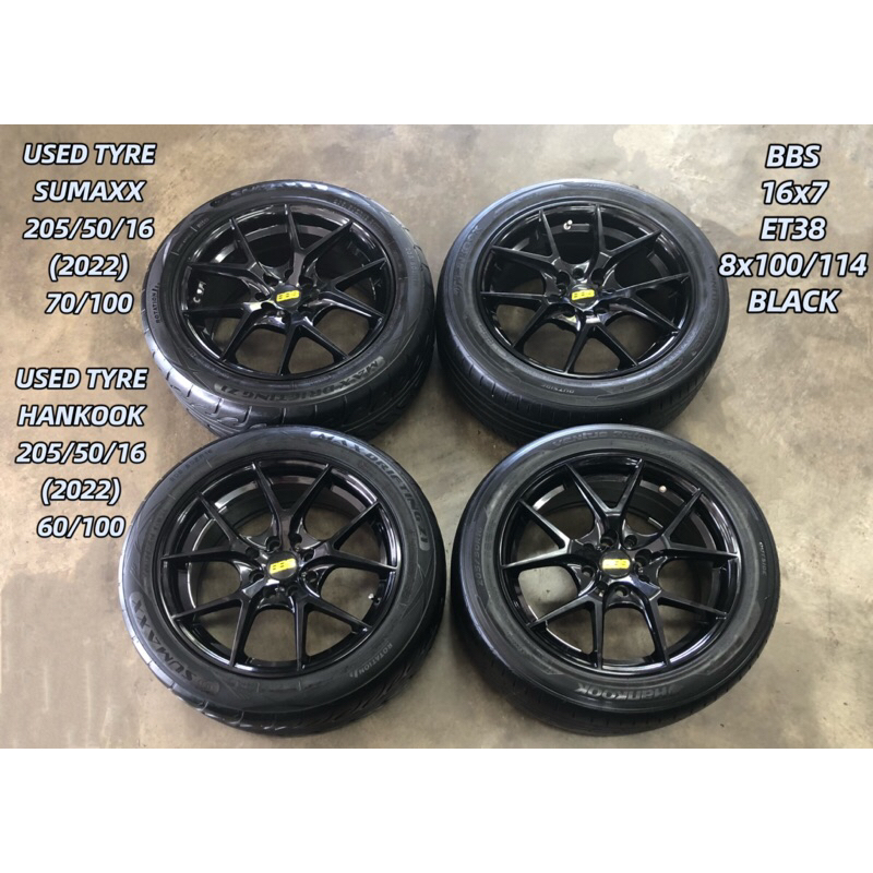 USED RIM BBS 16 INCH WITH TYRE 205/50/16 FOR MYVI ALZA WIRA WAJA GEN2 ...
