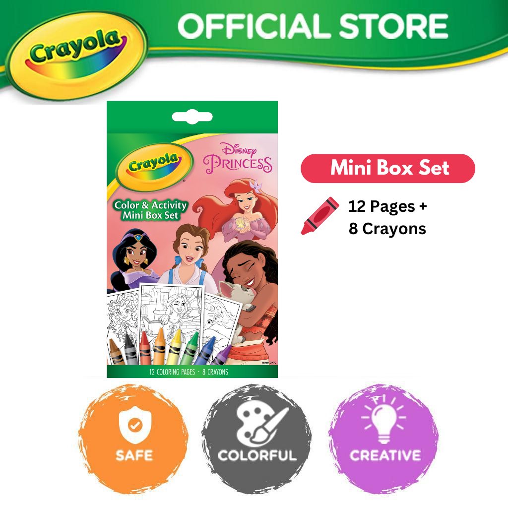 Crayola Colour & Acivity Mini Box Set Princess Cartoon, 12 Coloring ...