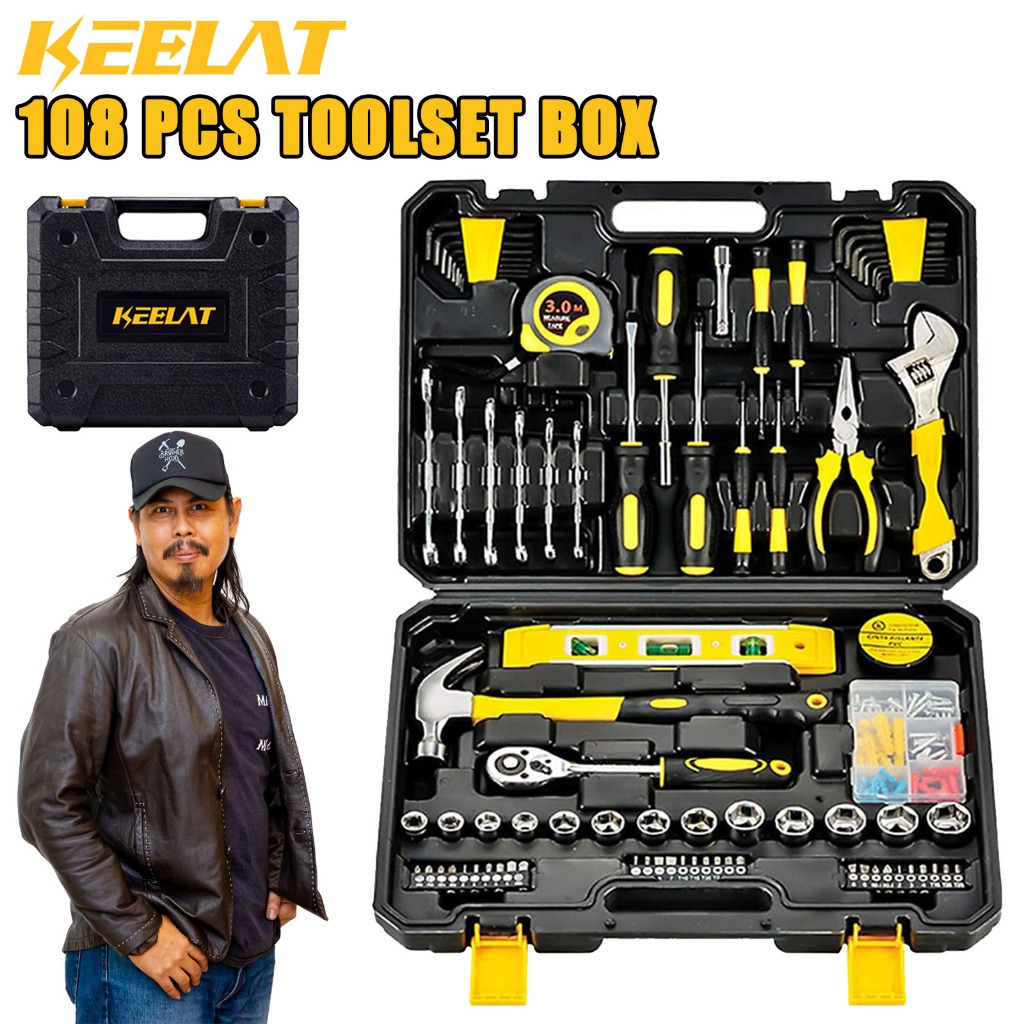 KEELAT 108 PCS Multifuntional Tools Box Tools teel Household Kits ...