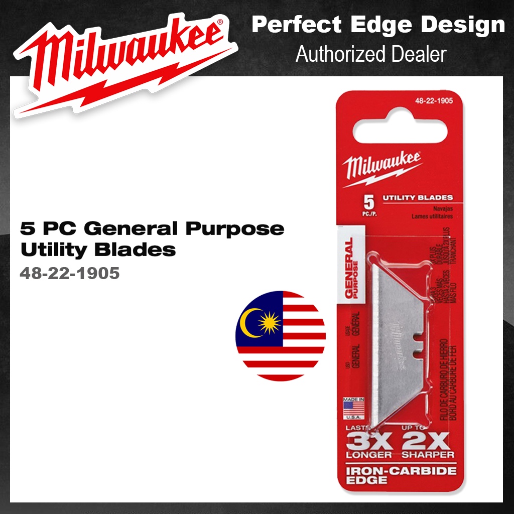 🔥 MILWAUKEE [48-22-1905] General Purpose Utility Blades (5pcs) | Shopee ...