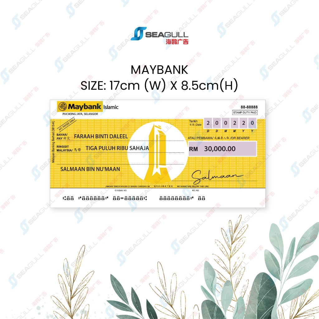 Mock Cheque | Replika Cek | Cek Hantaran Mockup Cheque | Cek Hantaran ...