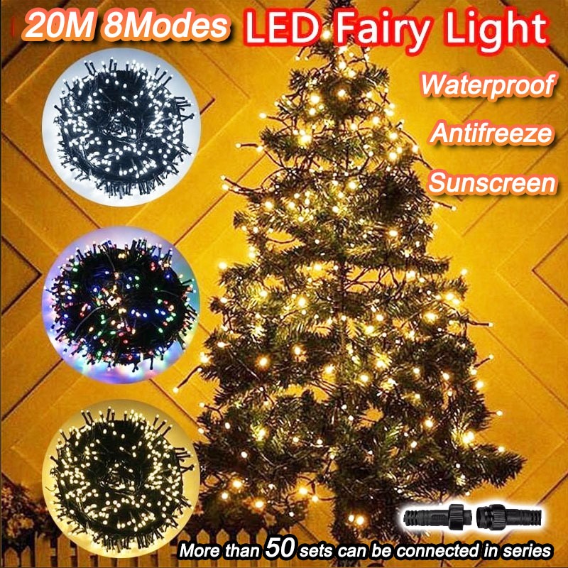 20M 200LED Black wire hari raya light Outdoor Waterproof LED String ...