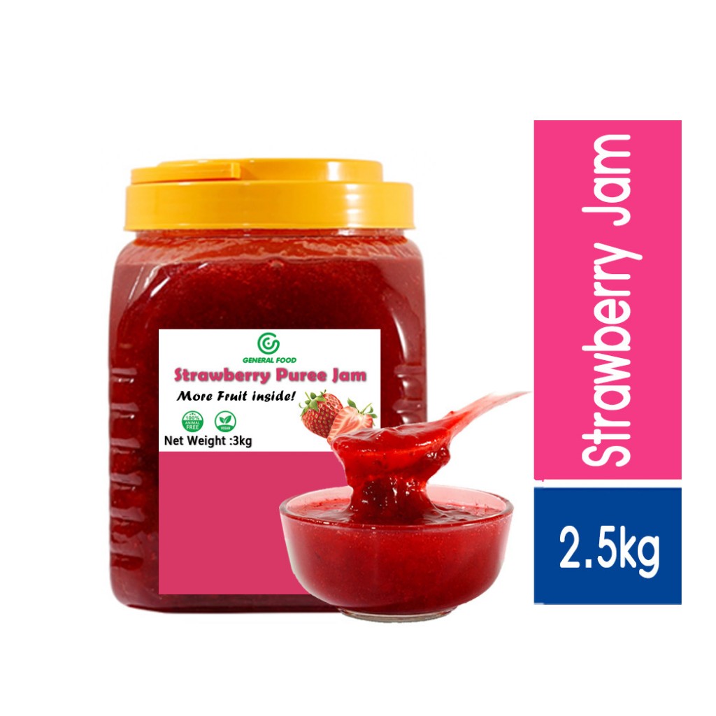 Strawberry Grain Puree Jam 2.5KG / Fruit import pulp 进口 草莓颗粒果酱 | Shopee ...