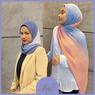 Ombre Iron Less Premium Pleated Shawl Chiffon Muslimah Two Tone Hijab Crumple | Shopee Malaysia