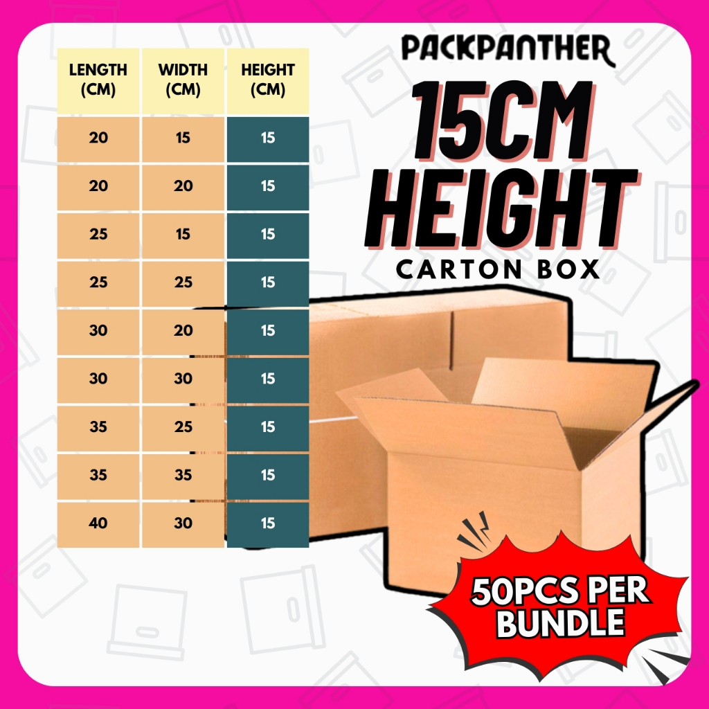 PACKPANTHER 50PCS Carton Box 15CM(H) Storage Kotak Pindah Rumah ...