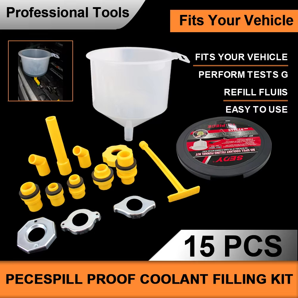 15Pcs/Set Funnel Spout Coolant Filter Filling Kit Spill Proof Car Water ...