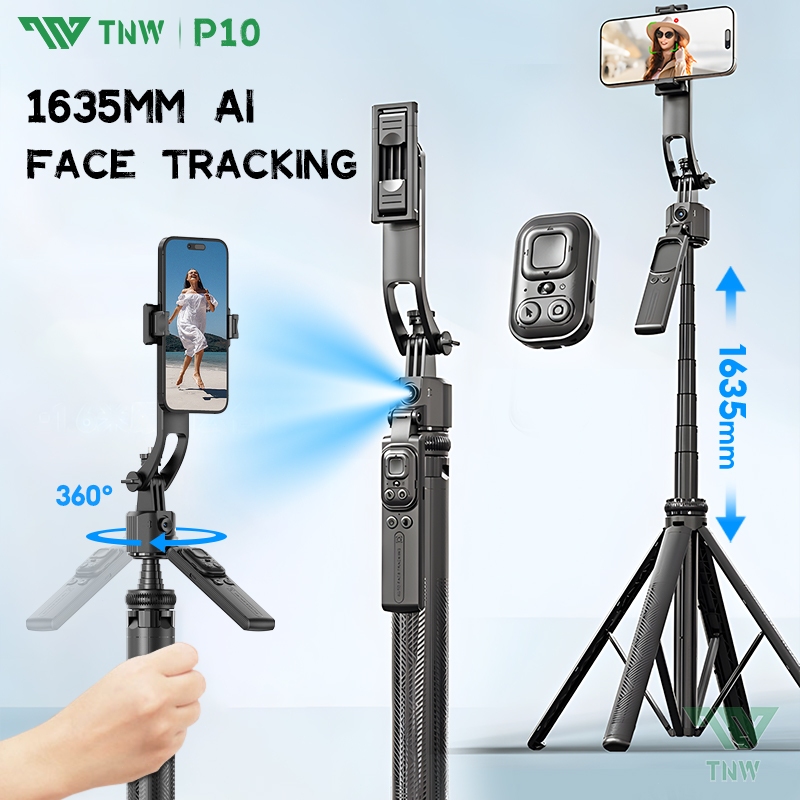 TNW P10 Face Tracking Gimbal stabilizer Quadrapod 360°rotation Selfie Stick with Detachable ...