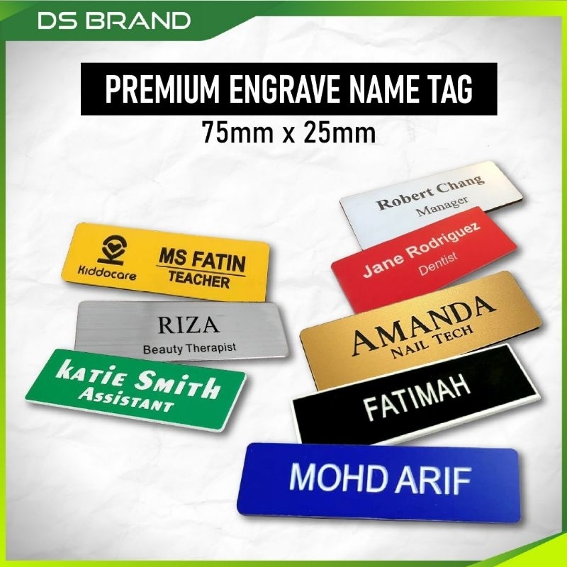 Engraving Name Tag Pin /Name Tag Sekolah & Guru / Name Tag Magnet ...