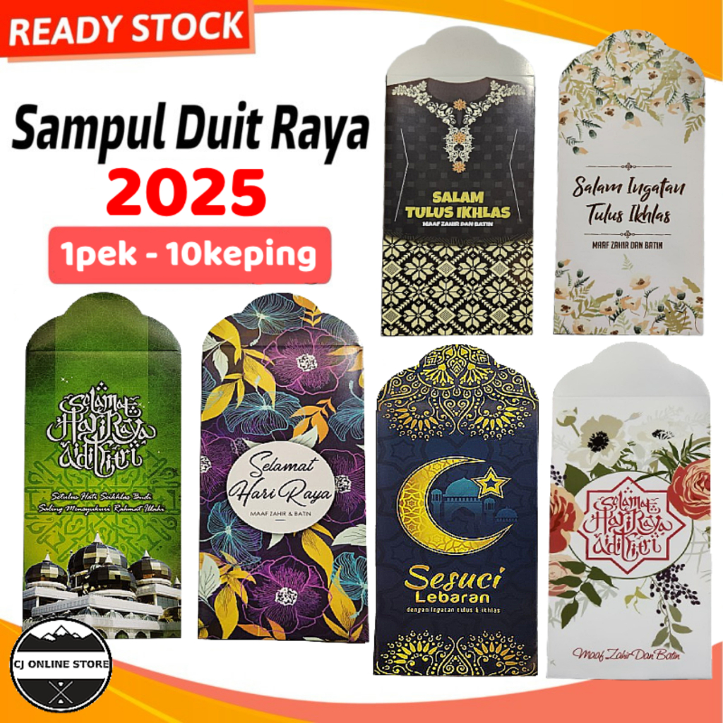 Viral 10pcs Sampul Duit Raya 2025 Murah Money Packets Hari Raya Green ...