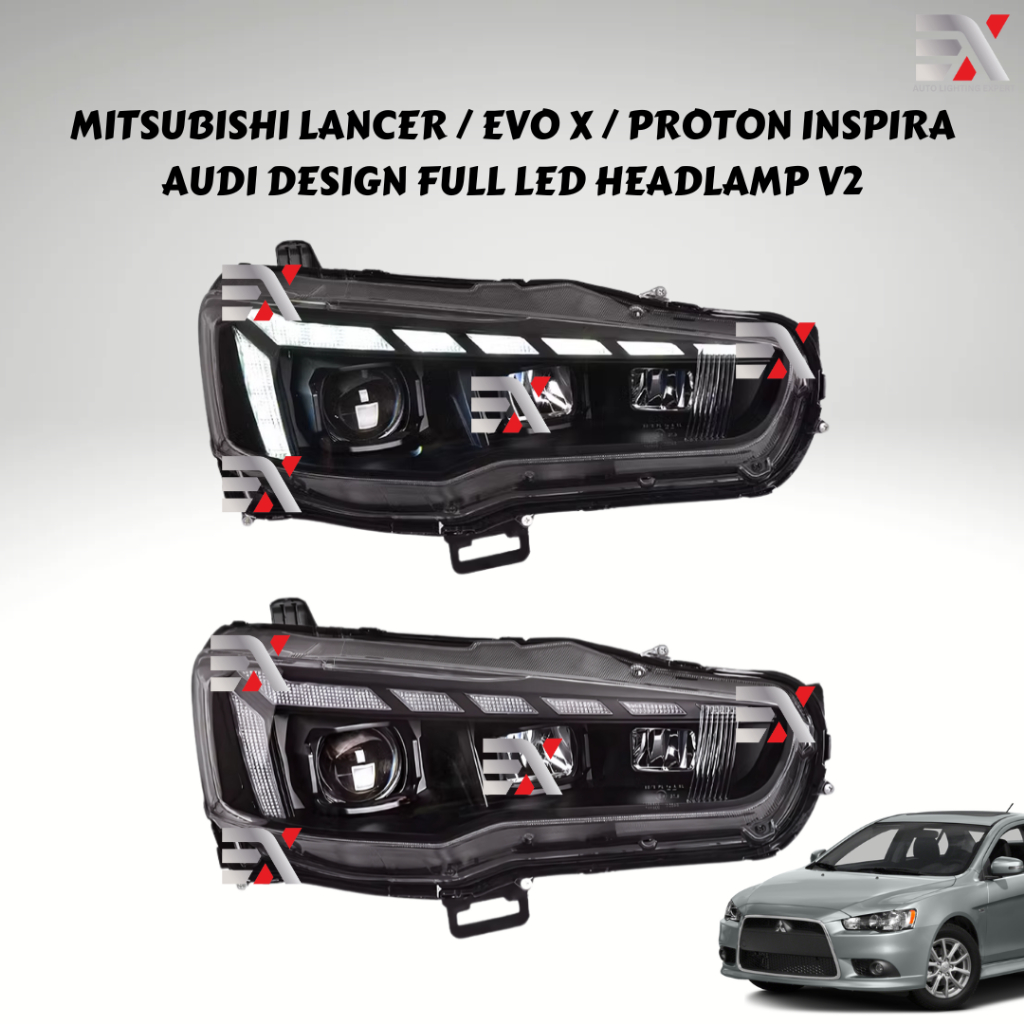 MITSUBISHI LANCER / EVO X / PROTON INSPIRA LED HEADLAMP - AUDI DESIGN ...