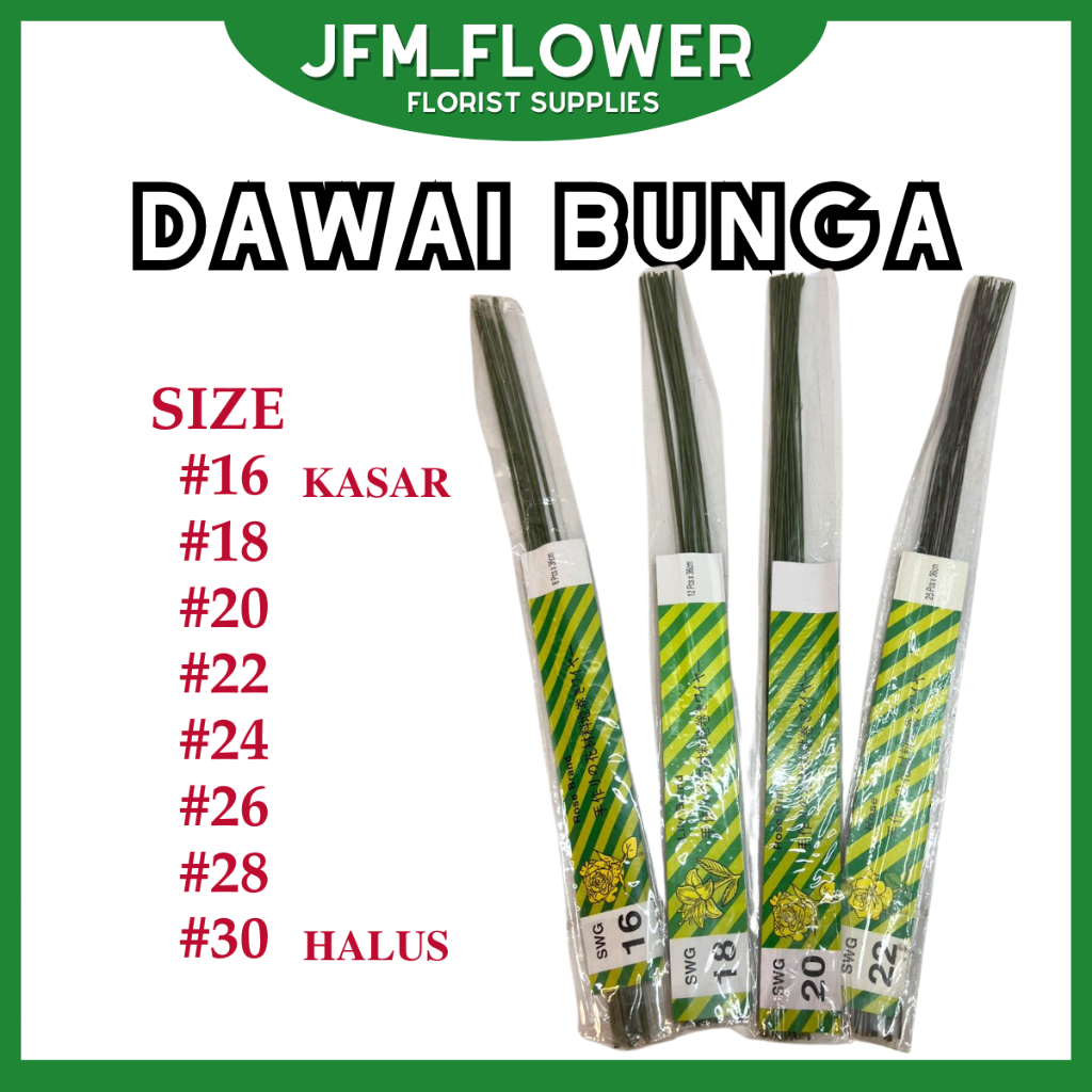 [RM1.00/PKT] 1PKT SIZE 16-30 Dawai Bunga Hijau Floral Wire Green Lilit ...