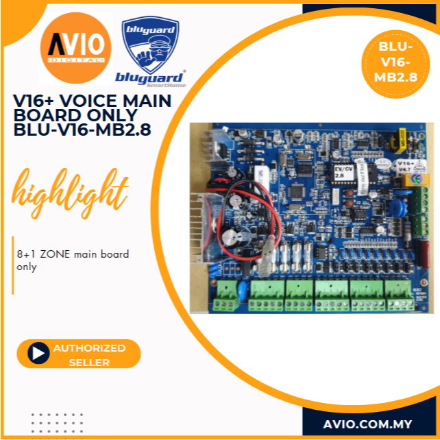 Bluguard Wired Alarm V16 V16N V16N+ Series MB2.8 8+1 Zone Main Panel ...