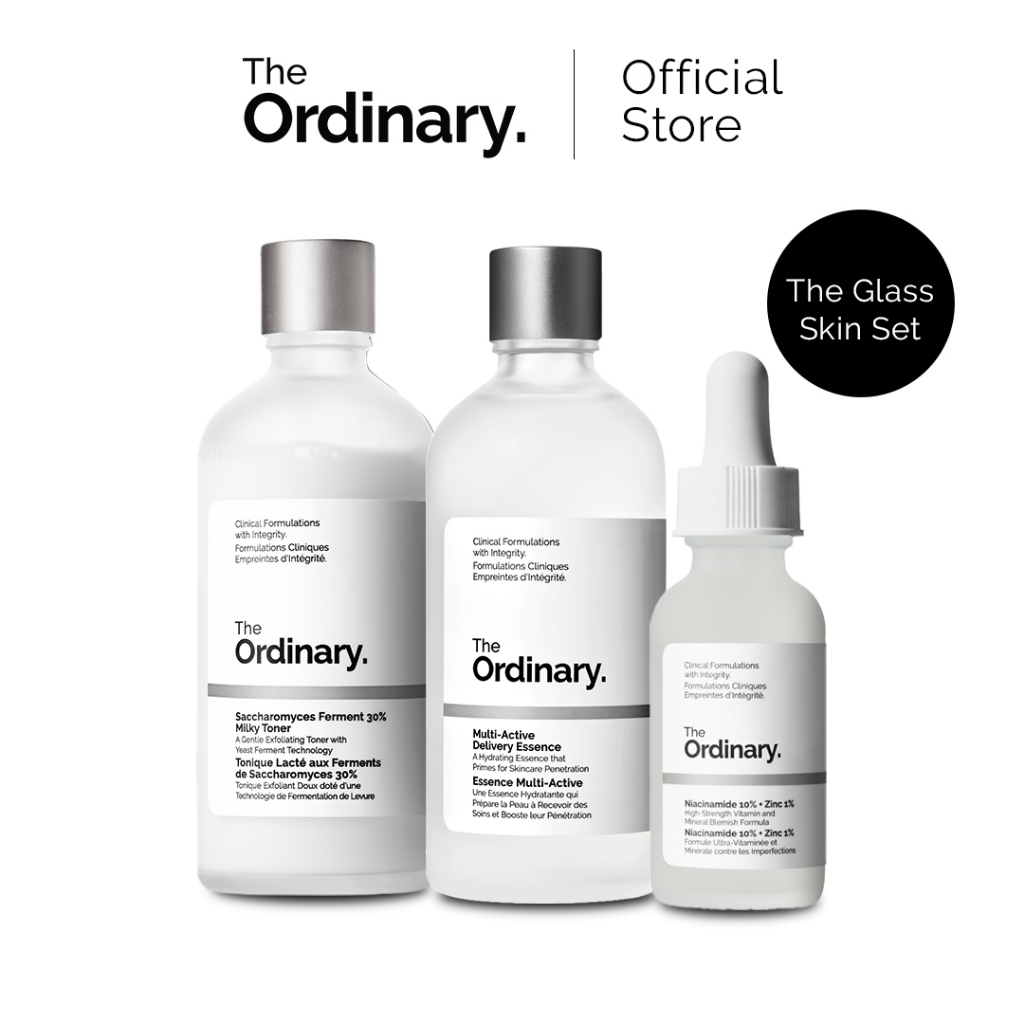 The Ordinary Glass Skin Set | Exfoliating Toner, Hydrating Essence ...