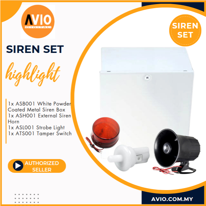 Wired Alarm DC 12V Siren Package Set with Metal Box Siren Horn Strobe ...