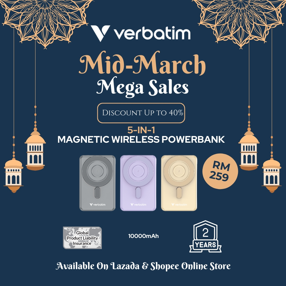 Verbatim 5-in-1 Charge ‘n’ Go 10000mAh Magnetic Wireless Power Bank 32219,32220,32221 | Shopee ...