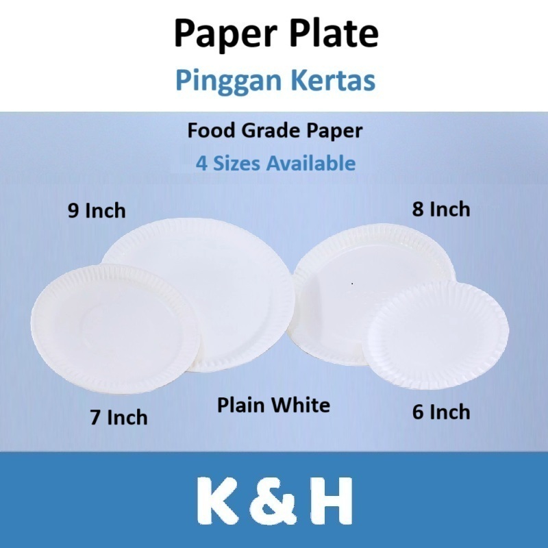 Pinggan Kertas (20PCS) Plain Paper Plate / Flower Paper Plate ...