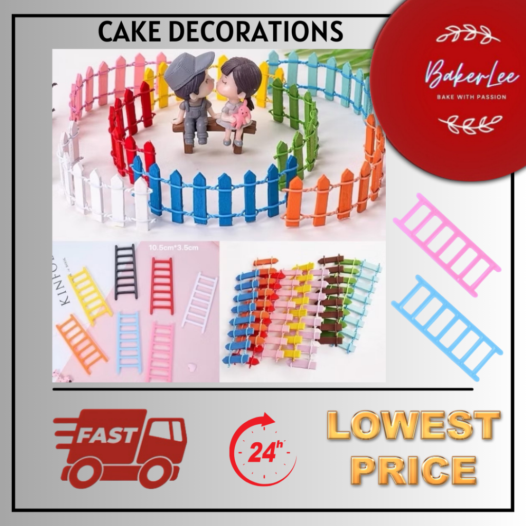 STAIR FENCE CAKE TOPPER DECORATION 2PCS LADDER 围栏 篱笆 梯子 楼梯 蛋糕装饰摆件 ...