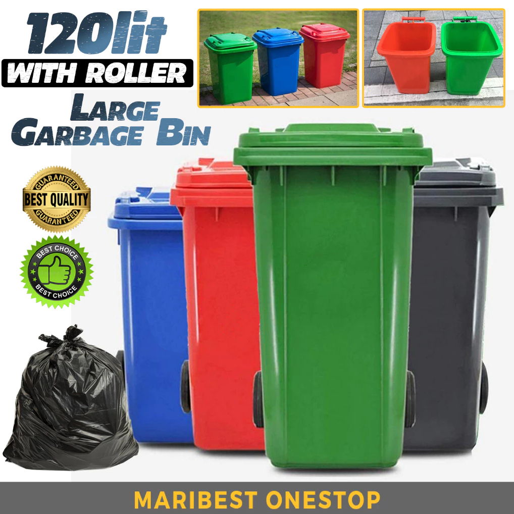 100/120/240L Outdoor Large Heavy Duty Dustbin Tong Sampah Bertutup ...
