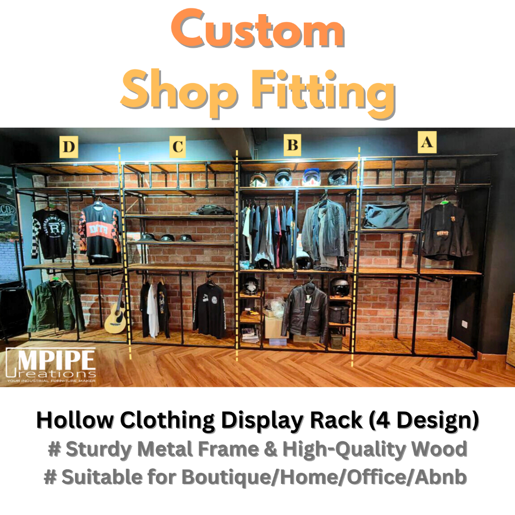 Custom Made Metal Wood Display Clothing Rack Clothes Storage Open ...