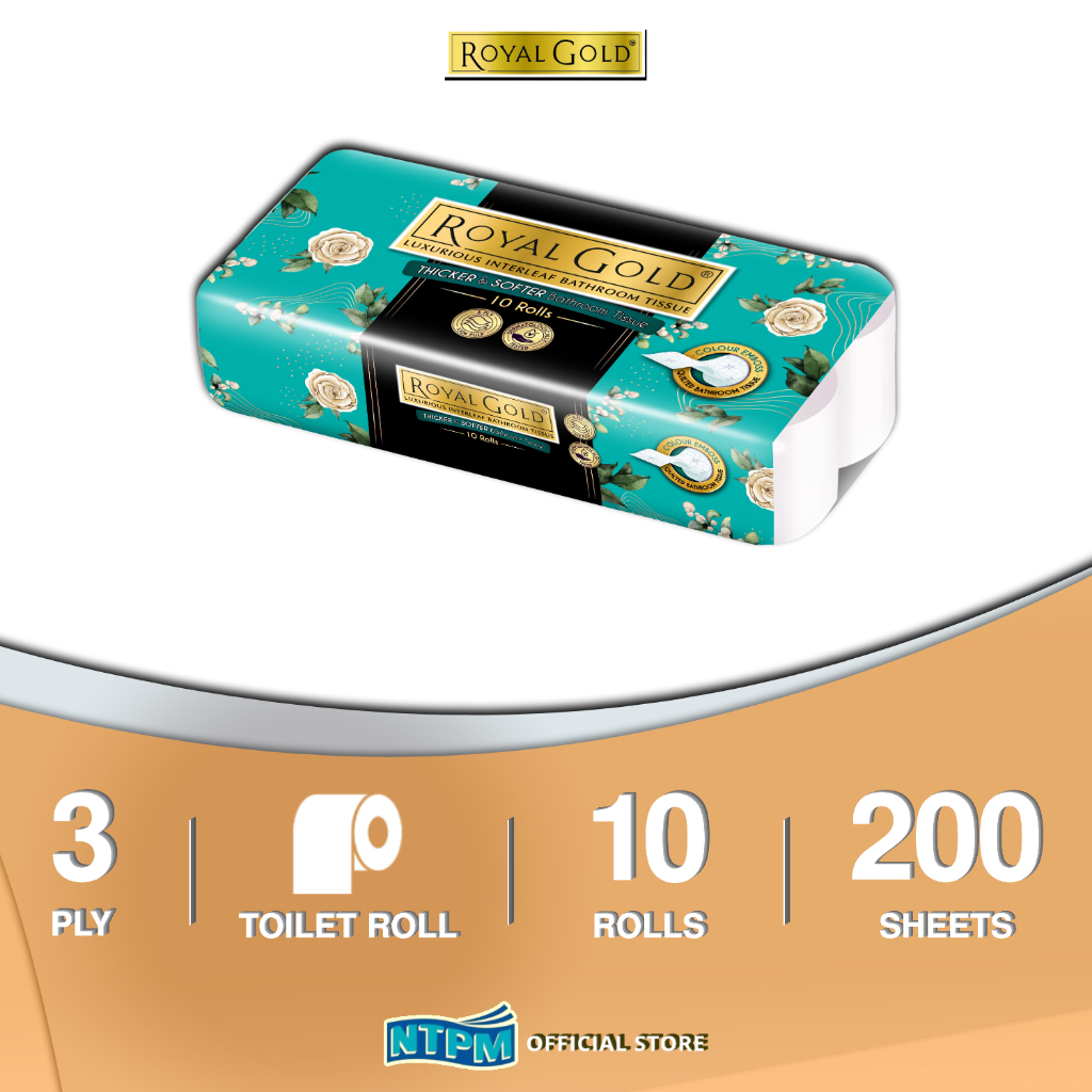 Royal Gold Luxurious Interleaf Toilet Roll 3 PLY (200's x 10) | Shopee ...
