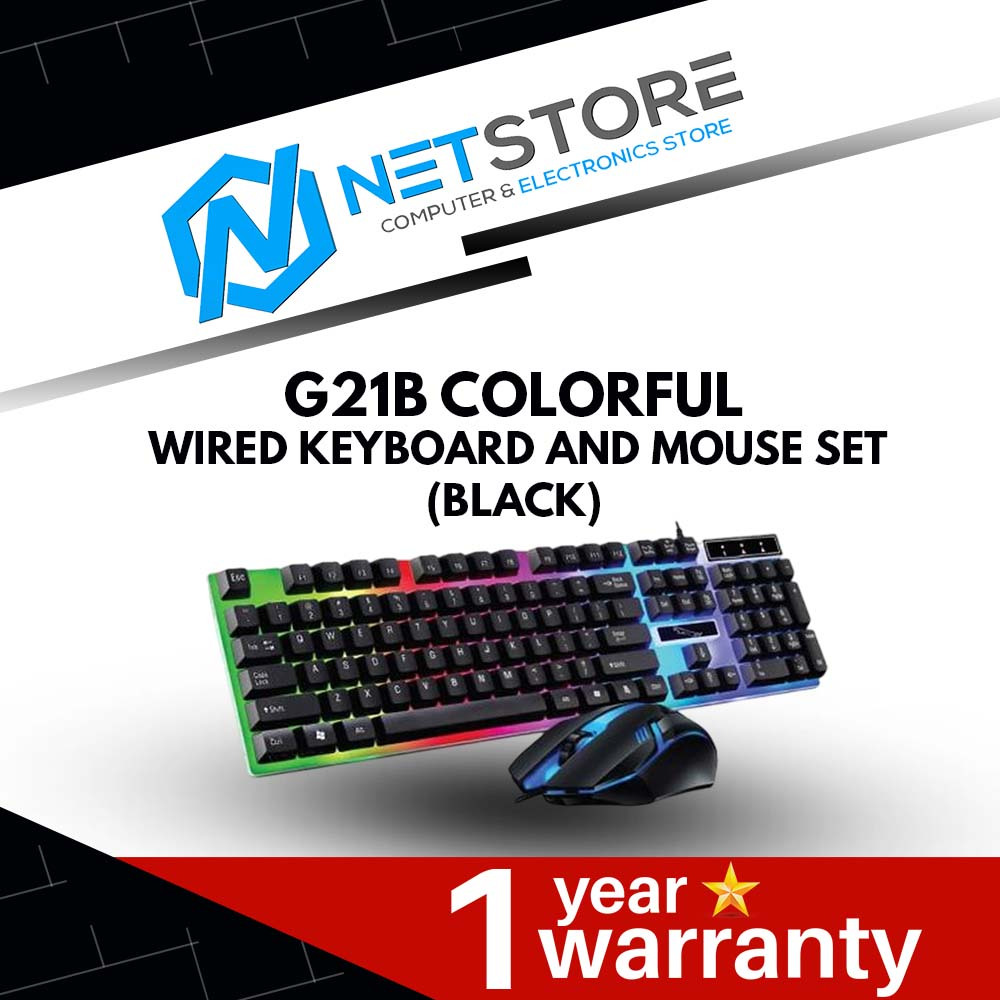 G21B COLORFUL WIRED KEYBOARD AND MOUSE SET - BLACK | Shopee Malaysia