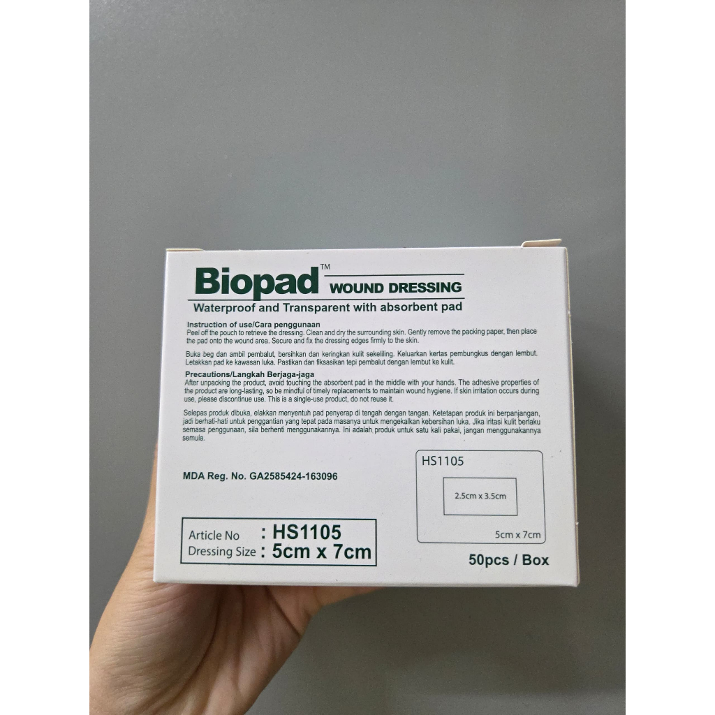 BIOPAD WOUND DRESSING 50PCS 1BOX (5CMX7CM) | Shopee Malaysia