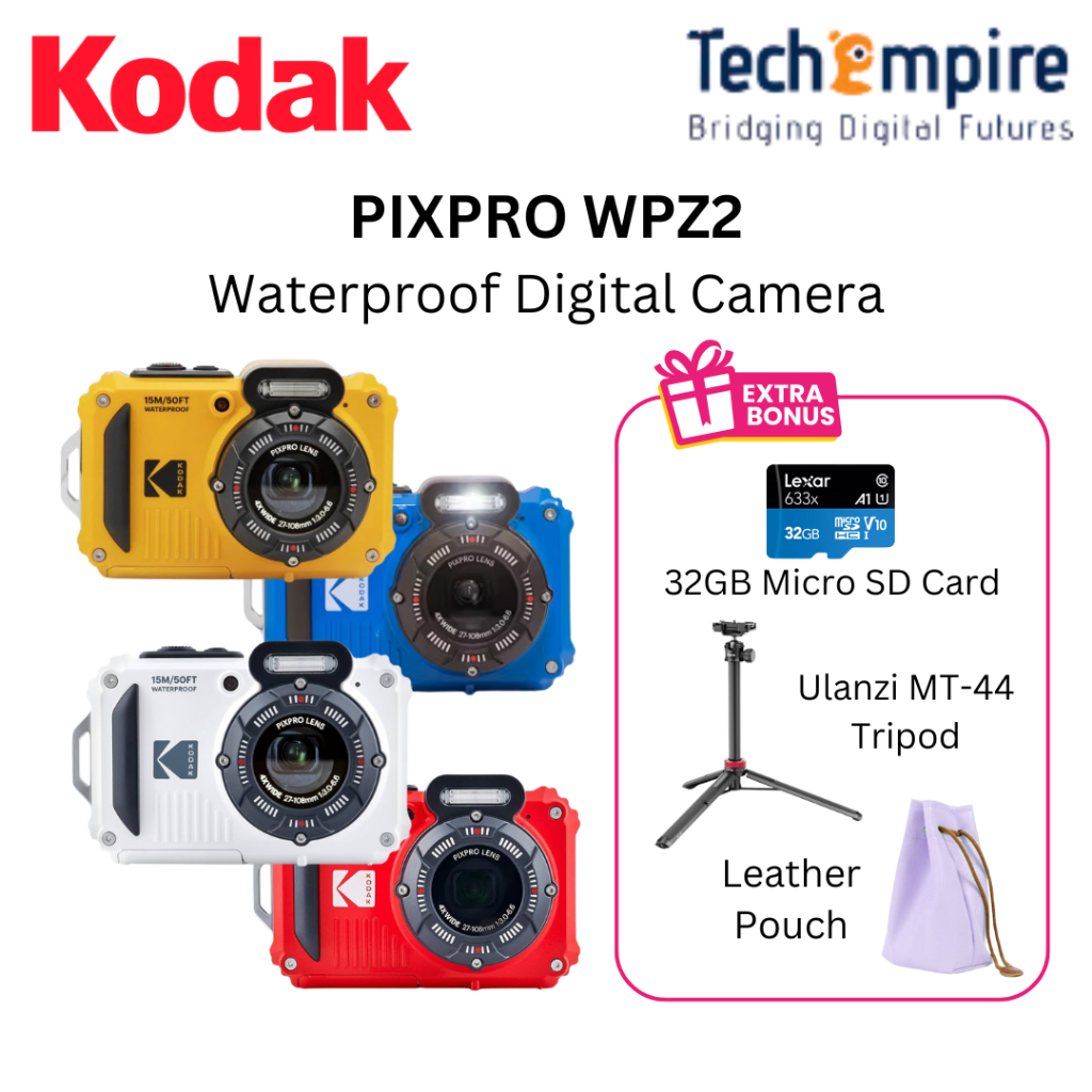 KODAK PIXPRO WPZ2 Rugged Waterproof WiFi Digital Camera 16MP 4X Optical ...