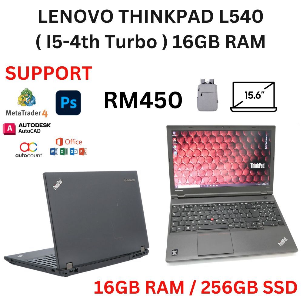 BUSINESS LAPTOP WINDOW 10 PRO LENOVO THINKPAD L540 CORE I5-4TH 16GB RAM 256GB SSD 15.5INC ...