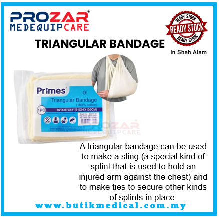 PRIMES Triangular Bandage Kain Anduh (100%cotton) 36" x 36" x51" (91 x 91 x 130CM) 1piece/pack ...