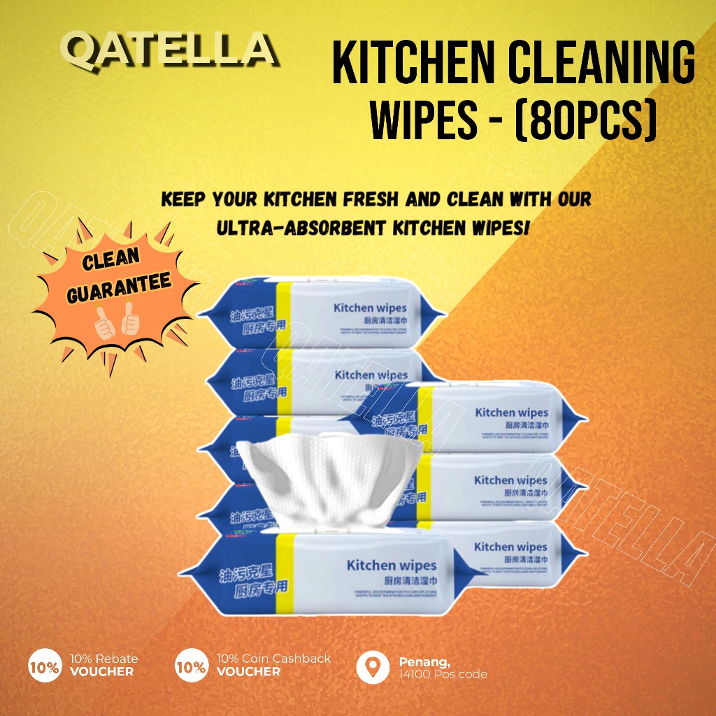80pcs Kitchen Cleaning Wipes Strong Decontamination Kitchen Wipes ...