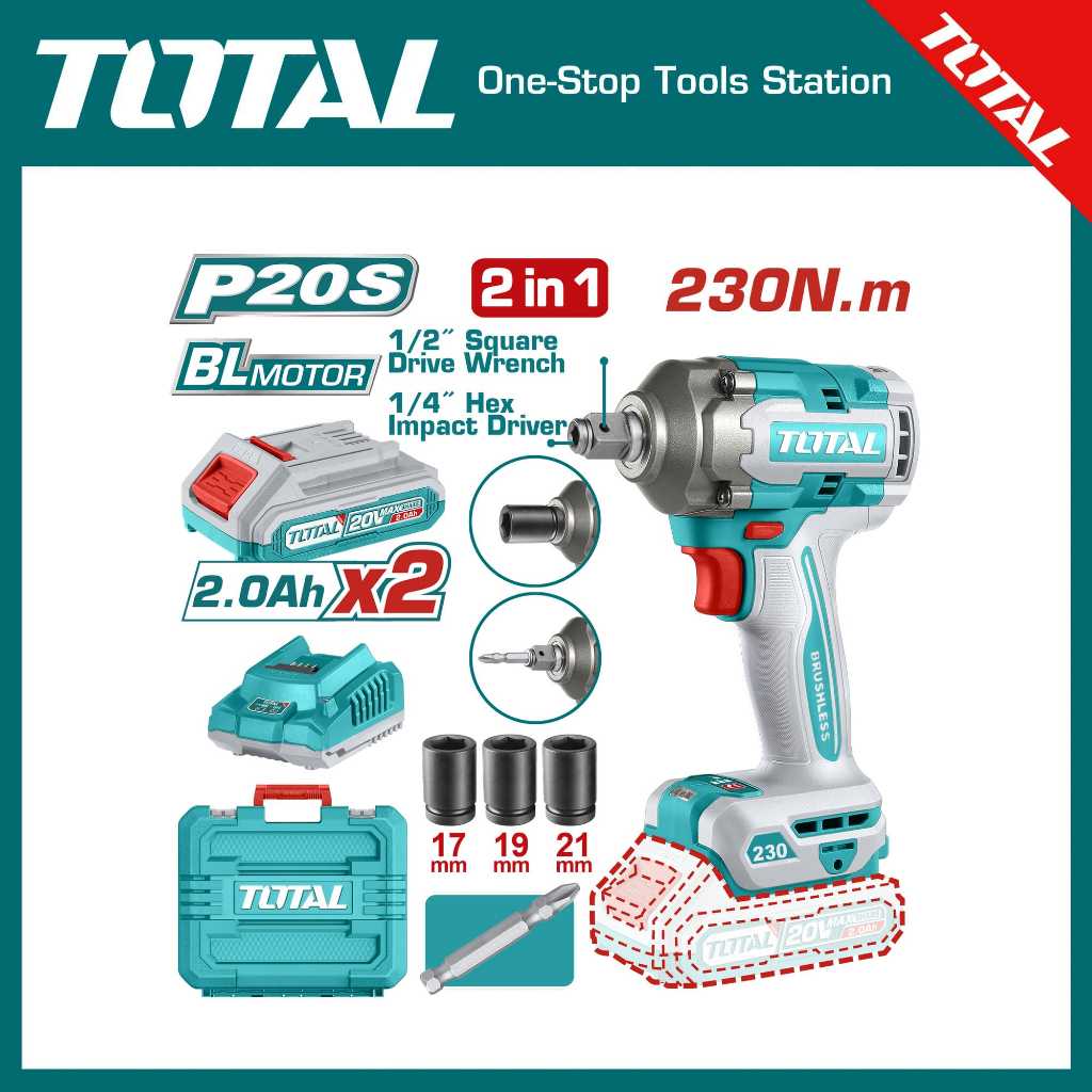 TOTAL Brushless motor Cordless impact driver&wrench TIWLI20236 | Shopee ...