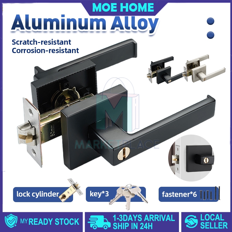 Door Lock Set Tombol Pintu Rumah Tubular Lever Cylindrical Cylinder ...