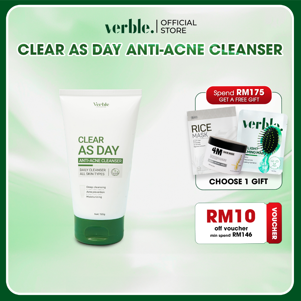 VERBLE Acne Cleaner Anti-Acne As Day Clean All Skin Types | Shopee Malaysia