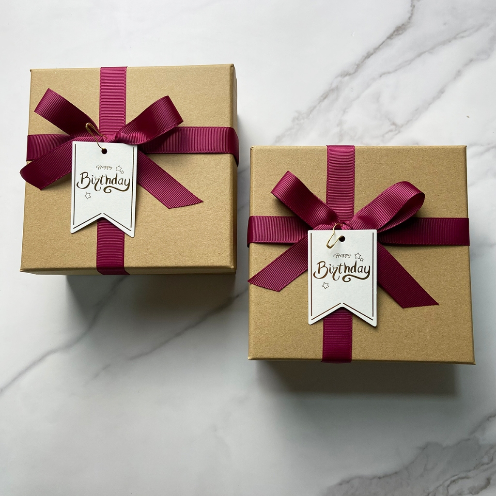 Kraft Paper Rigid Box Empty Gift Box with Ribbon and Gift Tag Size ...