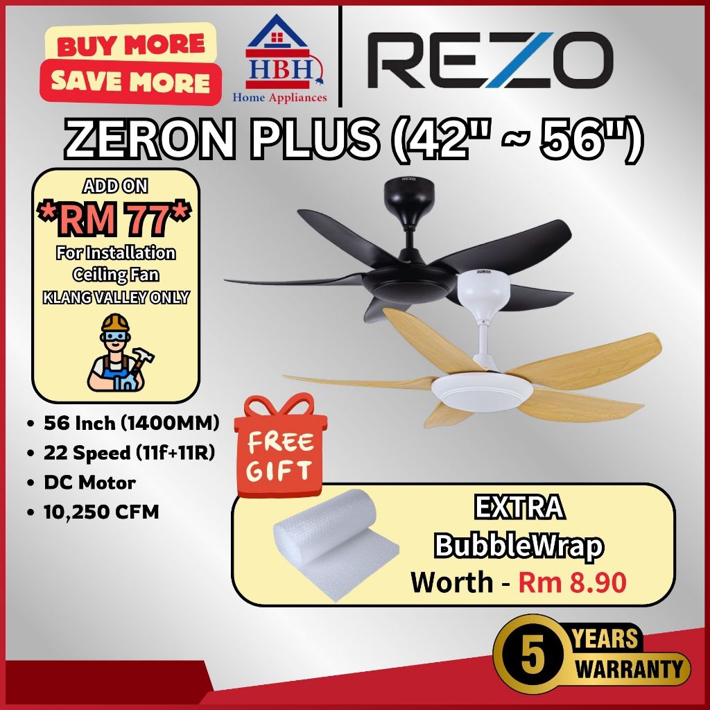(Rm77 Installation) Rezo | Zeron Plus 42/56 | Classic Series | DC Motor | Ceiling Fan ...
