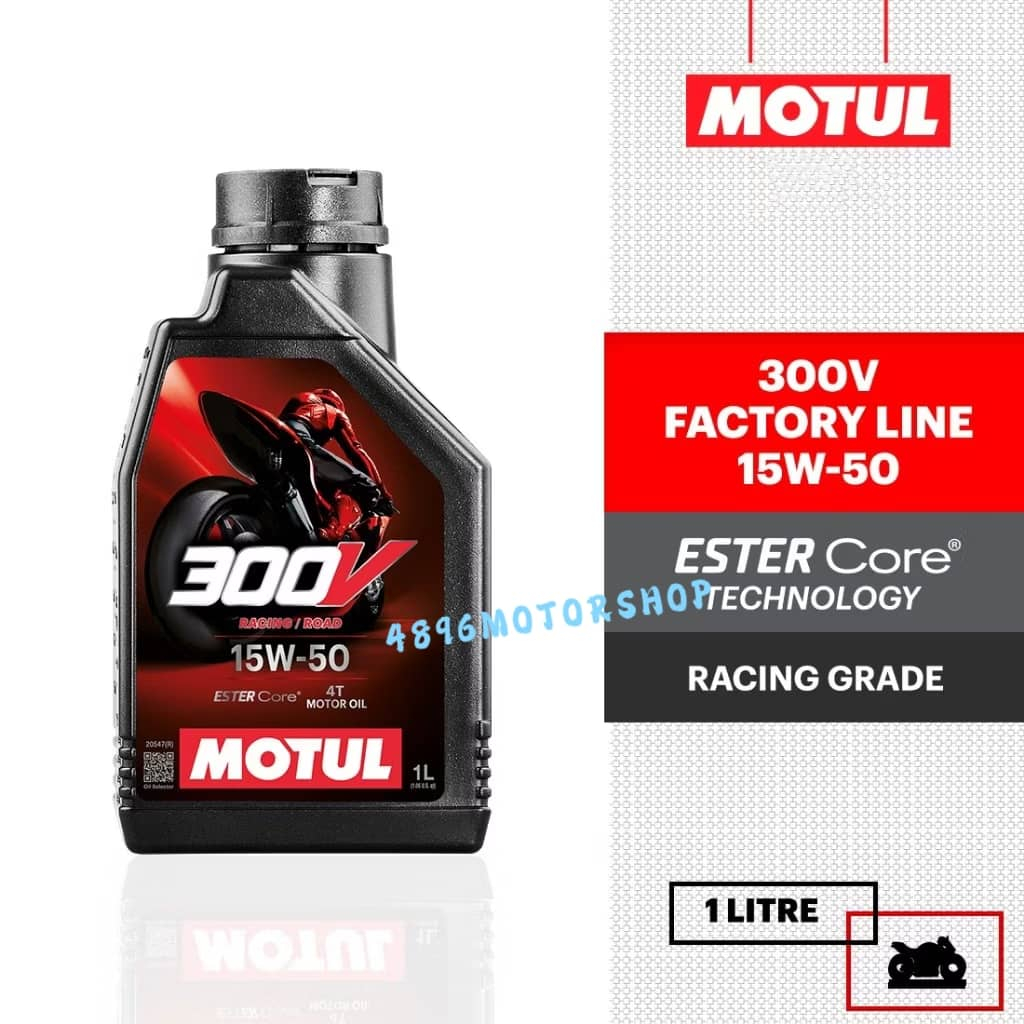 100% ORIGINAL MOTUL 300V 300 V 4T ENGINE OIL 10W-40 10W40 15W-50 15W50 MIYAK HITAM ESTER FACTORY ...