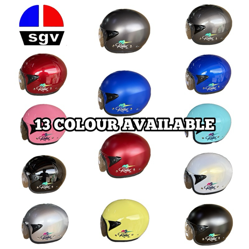 100% ORIGINAL HELMET SGV RIDER 2 BLACK SILVER YELLOW TURQUOISE BLUE ...