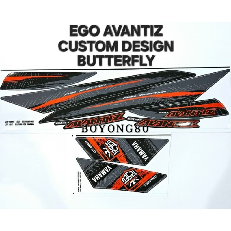 YAMAHA EGO AVANTIZ 125 BUTTERFLY CUSTOM DESIGN BODY STICKER ( READY ...