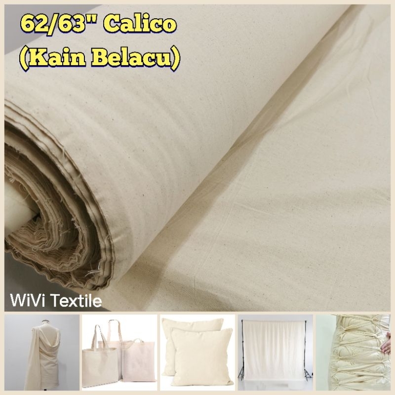 62/63" Calico / Kain Belacu / Unbleached (Cotton/Polyester Cotton ...