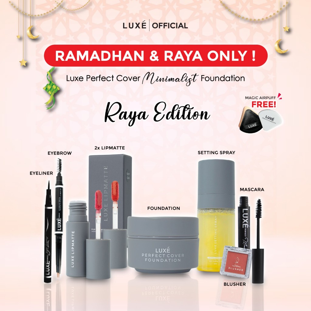 (FULLSET MAKEUP RAYA) 100% ORIGINAL LUXE FOUNDATION HQ,LUXE PERFECT COVER FOUNDATION, LUXE MAKE ...